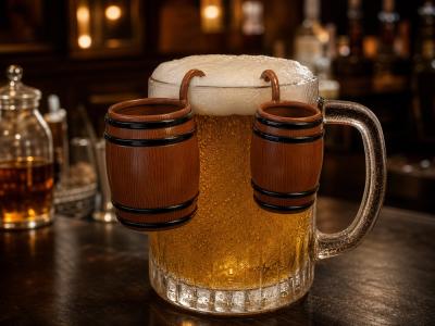 China 25ml 50ml Whiskey Barrel Shaped Shot Glasses Wooden Grain Finish Unique Designs for sale