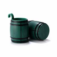 China 50ml Capacity Plastic Barrel Shot Glasses Wooden Grain Design For Whiskey Irish Coffee for sale