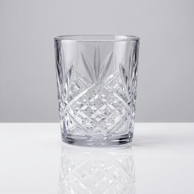 China 325ml Capacity Plastic Whiskey Glass with Custom Pattern Design and Food Grade PS Material for sale