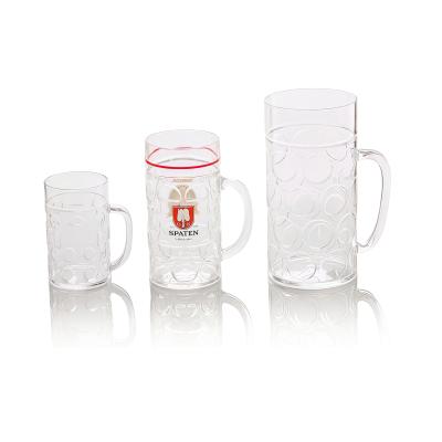 China Custom Logo Plastic Beer Mug with 500ML Capacity and Crystal-Clear Appearance for Bars and Events for sale
