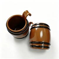 China PS Plastic Barrel Shot Glass Wood Pattern 25ml / 50ml Mini Shot Cup for Bar & Party for sale