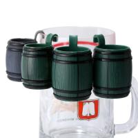 China PS Plastic Barrel Shot Glass Wood Pattern 25ml / 50ml Mini Shot Cup for Bar & Party for sale