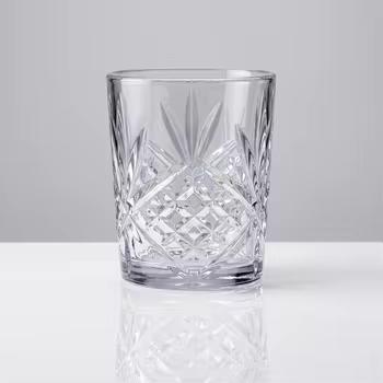 China Plastic Beer Cup Clear 325ml Food-Grade PC Lowball Whiskey Tumbler with Crystal Pattern for sale