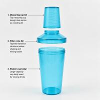 China 20oz Capacity Plastic Cocktail Shaker with Custom Logo Printing and Durable PS Plastic for sale