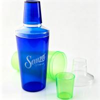 China 20oz Capacity Plastic Cocktail Shaker with Custom Logo Printing and Durable PS Plastic for sale