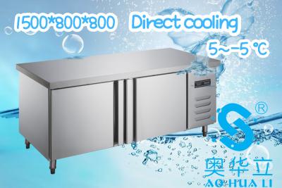 China 350L Commercial Stainless Steel Under Bench Freezer 1500x800x800mm Two Door for sale