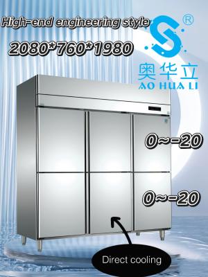 China Commercial 6-Door Direct Cooling Freezer 2080x760x1980mm with -20°C Temperature Range for Restaurants for sale