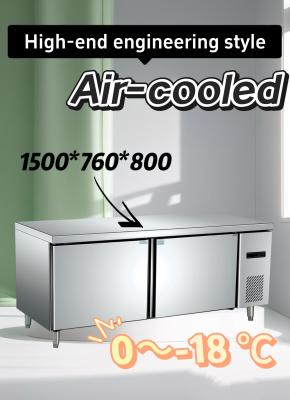 China Compact 2 Door Worktop Freezer 1500mm Corrosion Protection Commercial Double Fridge Freezer for sale