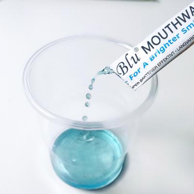China Mint Flavor Alcohol Free Mouth Wash Liquid With Sachet Bag 10ml Private Label for sale