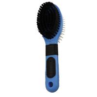 China Dog Double Sided Pet Comb For Grooming Rubber Shedding Pet Grooming Dual Sided Comb 206mmx57mmx57mm for sale