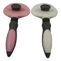 China Dematting Flea Pet Comb Brush Self Cleaning One Button Hair Grooming Safe Oval  210x106x55mm for sale