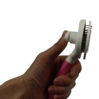 China Fine Needle Antibacterial Pet Comb Brush Self Cleaning Slicker Brush For Cats Dogs Hair 171g for sale