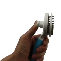China Large Deshedding Self Cleaning Pet Comb Brush For Shedding With Button Hair Removal Cats Dogs 160g for sale