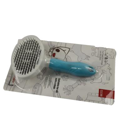 China Large Deshedding Self Cleaning Pet Comb Brush For Shedding With Button Hair Removal Cats Dogs 160g for sale