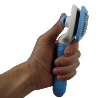 China Steel Safe Dematting Pet Comb Brush Grooming Long Pin Self Cleaning For Cats for sale