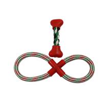 China Chew Durable Pet Toys Promotion Gift 8 Shaped Plastic Cotton String Cross Cat Dog 26cm for sale