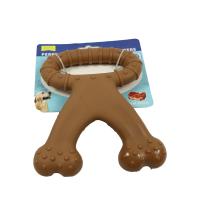 China Tough Indestructible Quiet Durable Squeaky Dog Toys For Small Dogs Interactive Two Headed Bone Teeth Cleaning for sale