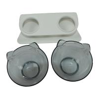 China Non Slip 2 Double Cat Food Bowl Plastic Lovely Cat Ear Shaped  Bevel Water Neck Protection 11