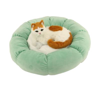 China Soft Comfortable Pet Bed 60cm 70cm Suede Canvas Dog Bed Cozy Calming Cat Bed 40CM 55CM for sale