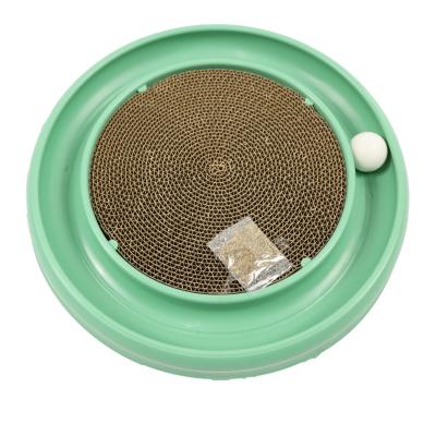 China Track Ball Cat Scratching Board Rug Tray Round With Ball Door Frame 405x405x50mm for sale