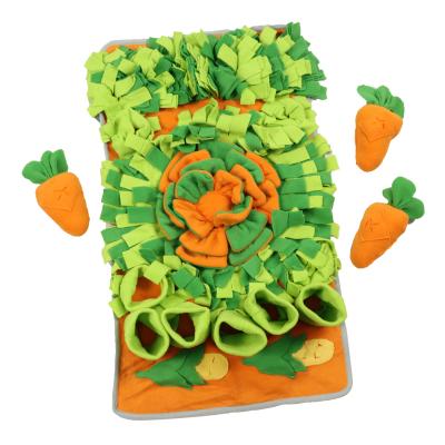 China 4 Layer Carrot Snuffle Mat For Dogs Cat Fleece Felt Slow Feeding Pet Training Blanket 72x43cm for sale