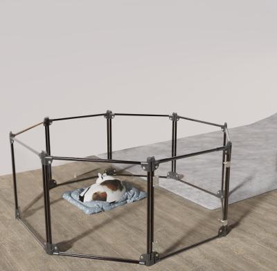 China Impact Resistant Black Clear Acrylic Dog Pen For Puppies And Cats for sale