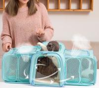 China Expandable Cat Dog Soft-Sided Pet Travel Carrier Bag With Removable Fleece Pad And Pockets for sale