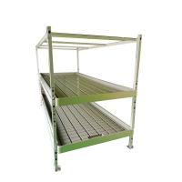 China 4'X8' Mobile Vertical Multi Cucumber Growing Rack Greenhouse Indoor Ebb And Flow Rolling Tables for sale