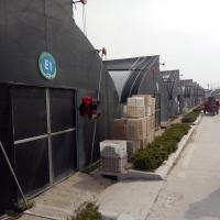 China 10m double framework mushroom greenhouse with black shade net and shelves outdoor for sale