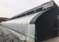 China 10m double framework mushroom greenhouse with black shade net and shelves outdoor for sale