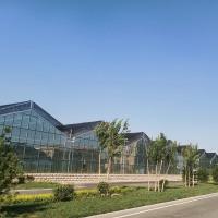 China 10x8 20 X 40 Big Span Venlo Multi Span Glass Greenhouse Growing Vegetable Show For Exhibition Hall for sale
