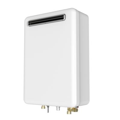 China Remote Controlled Smart Outdoor Water Heater 16L DC Inverter Wind Resistant Anti Freeze IPX5 for sale