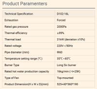 China Adjustable 12-16L LPG Gas Hot Water Heater Forced Exhaust Stainless Steel for sale