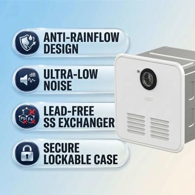 China Premium Stainless Steel RV Gas Water Heater 15x15 Inch Tankless 9 Safety Protections for sale