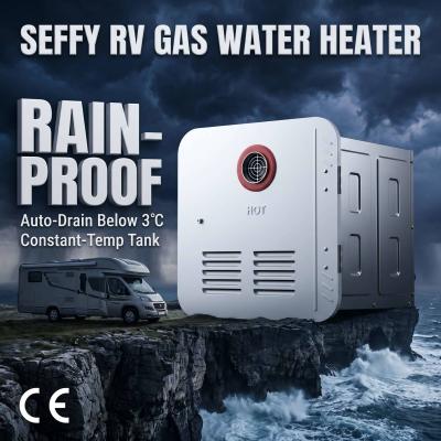China 15x15 Flush Outer Fit RV Gas Water Heater 12V DC Electronic Ignition Stainless Steel Heat Exchanger for sale