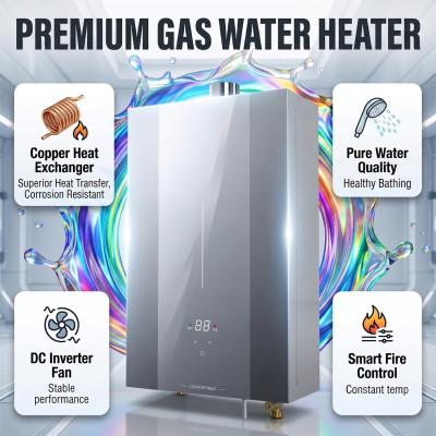 China LPG Water Heater with 99.9% Oxygen-free Copper Heat Exchanger and Ultra-Fast 10s Heating Energy-Saving DC Inverter Fan for sale