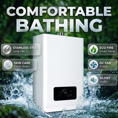 China Wall Mounted Gas Geyser Stainless Steel Heat Exchanger Durable Hot Water System for Hard Water Regions South America Africa Use for sale