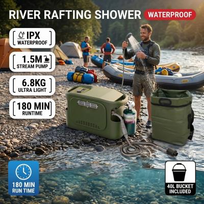 China IPX Rated Waterproof Kayak & River Rafting Rinsing Gas Shower 1.5m Pump Drive for sale