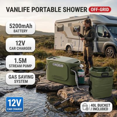 China Campervan Motorhome Off-Grid Riverbank Gas Shower 12V Vehicle Charger for Vanlife for sale