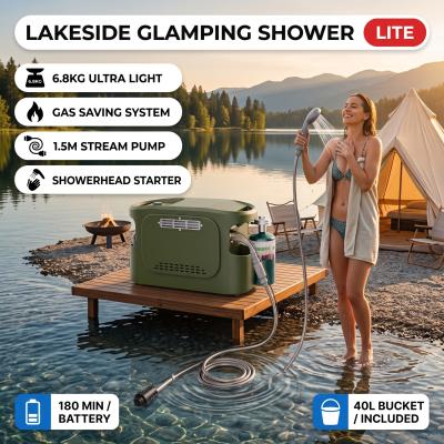 China Waterfront Resort Bell Tent Glamping Hot Shower 6.8kg Compact Setup with 40L Bucket for sale
