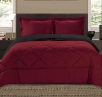 China Red Black Bicolour 75gsm Microfiber Duvet Cover Set King Size Soft Pre Washable for sale