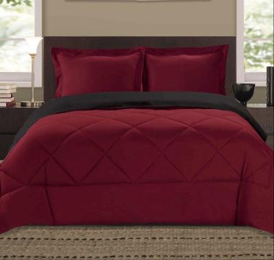 China Red Black Bicolour 75gsm Microfiber Duvet Cover Set King Size Soft Pre Washable for sale