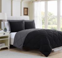 China 75gsm 80gsm Black Grey Microfiber Comforter Set Pre Washable Queen Size Microfiber Comforter for sale