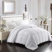 China White Stitched Polyester Bedding Set All Season Lightweight Microfiber Comforter for sale
