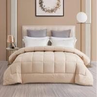 China Beige Stitched Queen Microfiber Comforter Set Soft Microfiber Polyester Duvet Cover for sale