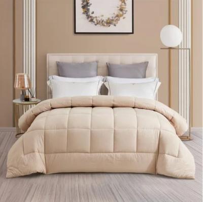 China Beige Stitched Queen Microfiber Comforter Set Soft Microfiber Polyester Duvet Cover for sale