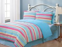 China Polyester Striped Printed Microfiber Comforter Blue All Season Hypoallergenic Duvet for sale