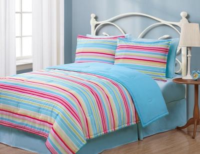 China Polyester Striped Printed Microfiber Comforter Blue All Season Hypoallergenic Duvet for sale