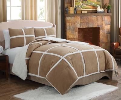 China Winter Soft Suede Quilted Comforter Suede Duvet With Plush Polyester Filling for sale