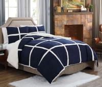China Blue Fleece Comforter Plush Bedspread Coverlet For Cozy Winter Nights for sale